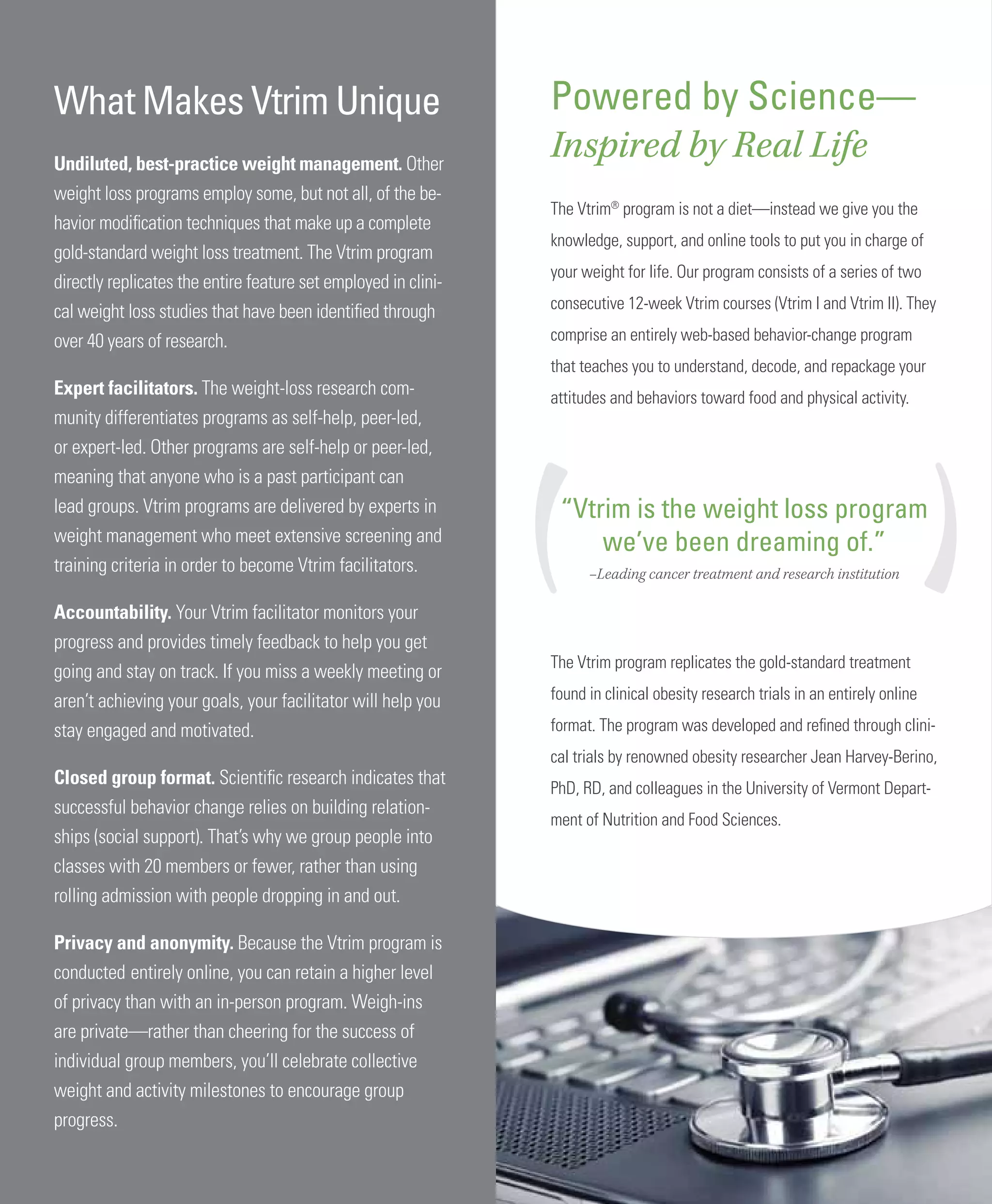 Vtrim Brochure Online Weight Management | PDF