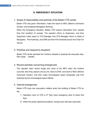 Dumai Vts operator trainee-visiting Batam VTS Center report | PDF