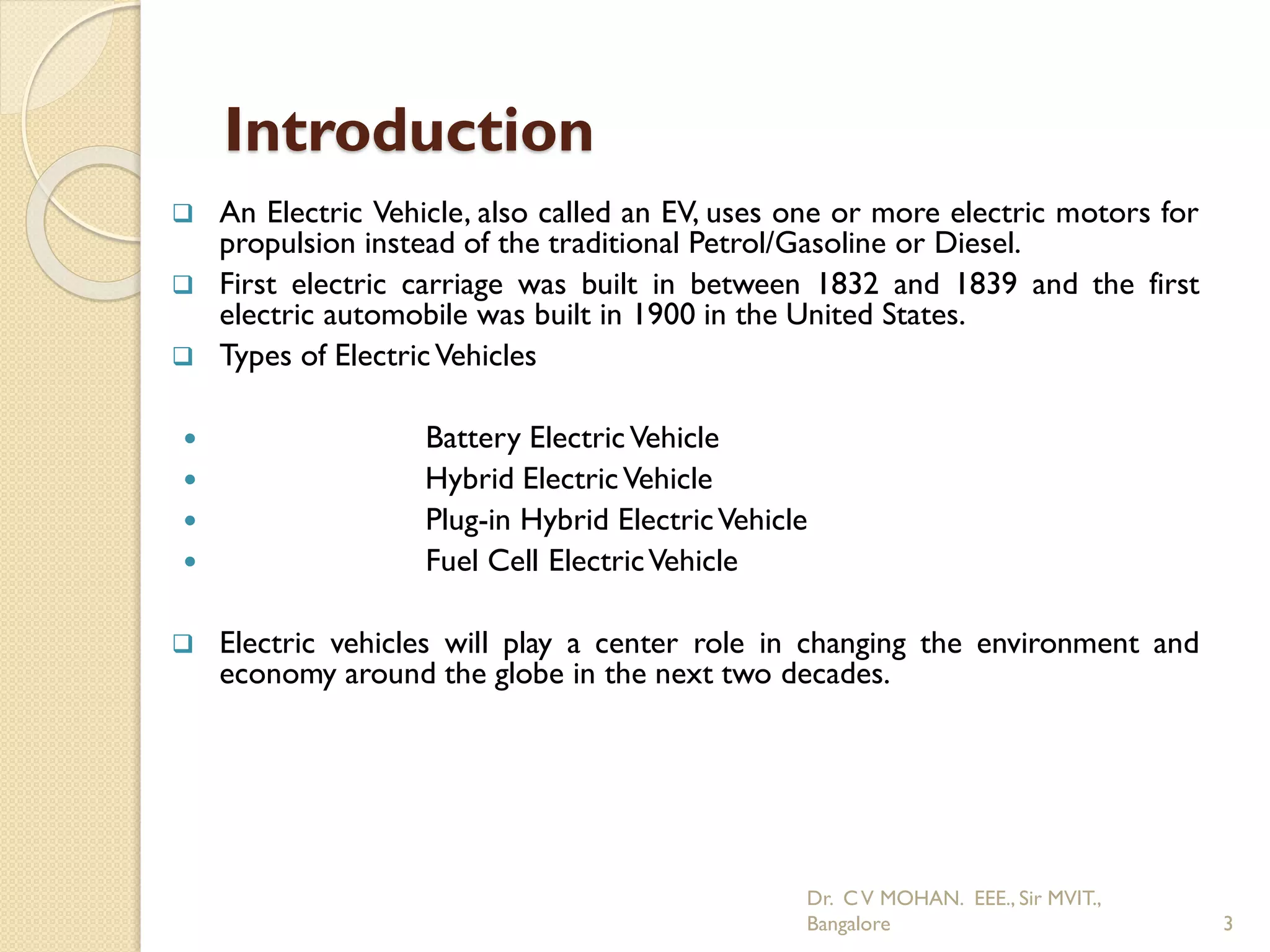 VTU - Electric Vehecles- Module 2 (Open Elective)PPT by Dr. C V Mohan.pdf