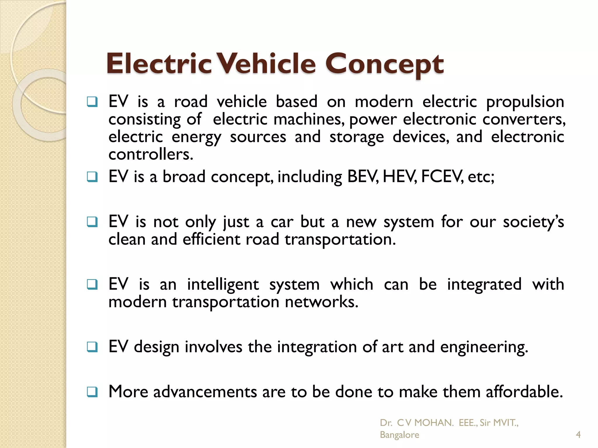 VTU - Electric Vehecles- Module 2 (Open Elective)PPT by Dr. C V Mohan.pdf