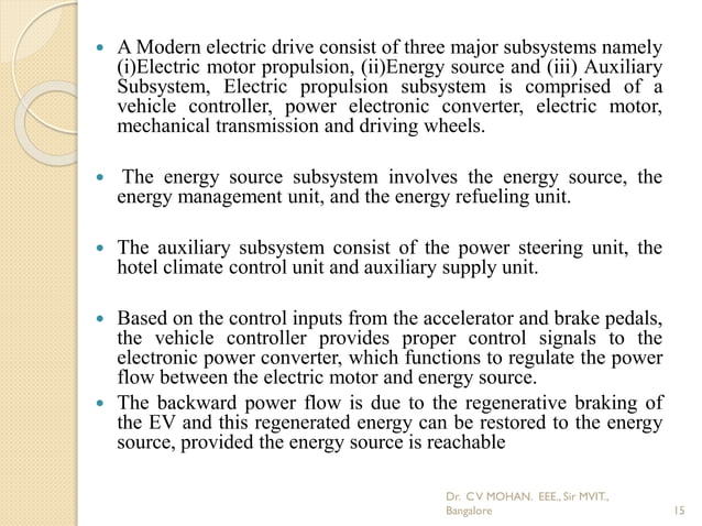 VTU - Electric Vehecles- Module 2 (Open Elective)PPT by Dr. C V Mohan.pdf | Automotive Industry ...