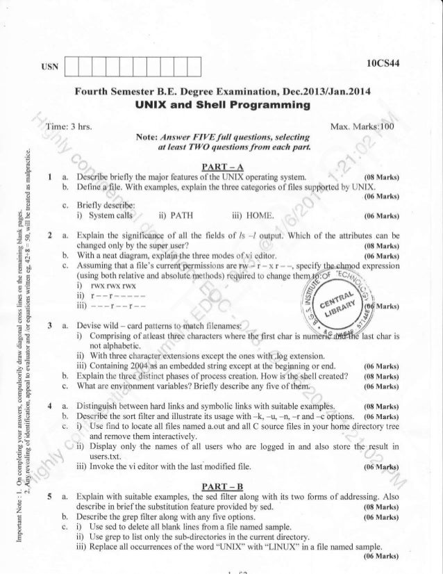 Vtu 3rd Sem Unix And Shell Programming Solved Papers
