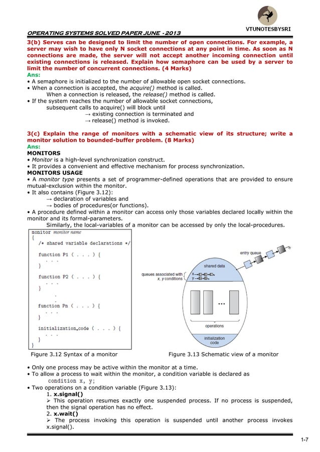 VTU 5TH SEM CSE OPERATING SYSTEMS SOLVED PAPERS | PDF