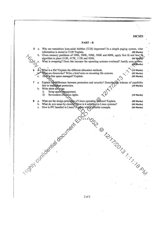 VTU 5TH SEM CSE OPERATING SYSTEMS SOLVED PAPERS | PDF