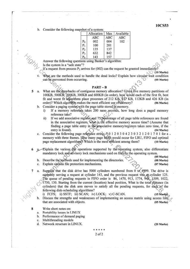 VTU 5TH SEM CSE OPERATING SYSTEMS SOLVED PAPERS | PDF