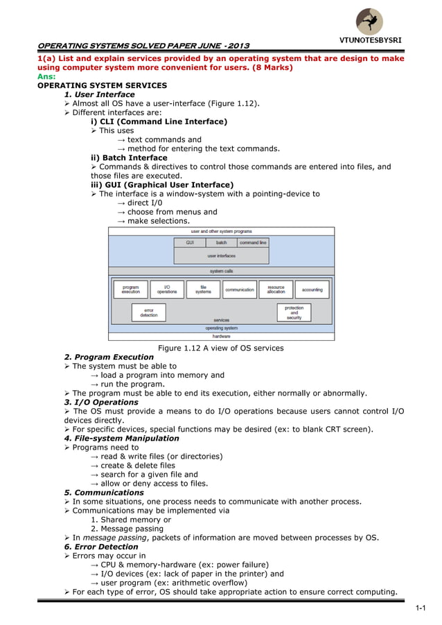 VTU 5TH SEM CSE OPERATING SYSTEMS SOLVED PAPERS | PDF