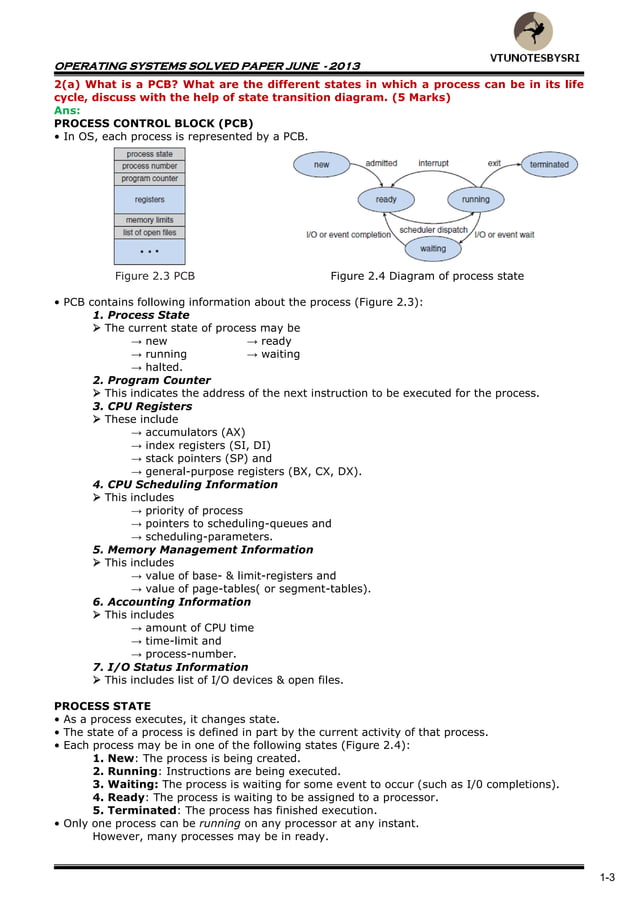 VTU 5TH SEM CSE OPERATING SYSTEMS SOLVED PAPERS | PDF