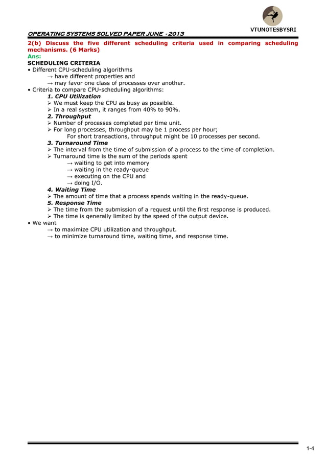 VTU 5TH SEM CSE OPERATING SYSTEMS SOLVED PAPERS | PDF VTU 5TH SEM CSE OPERATING SYSTEMS SOLVED PAPERS | PDF