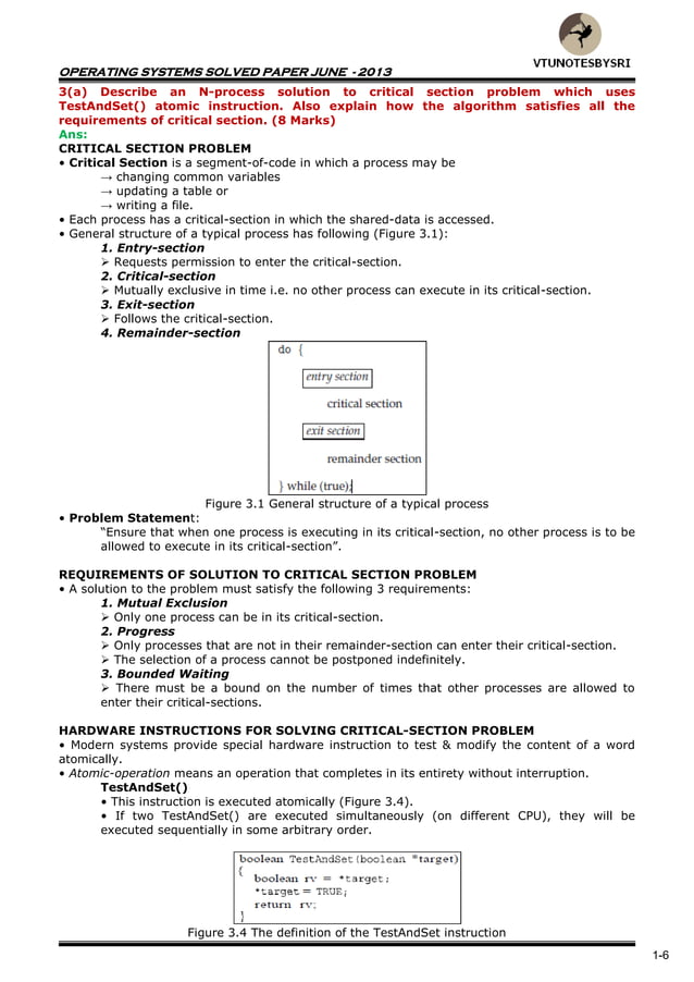VTU 5TH SEM CSE OPERATING SYSTEMS SOLVED PAPERS | PDF