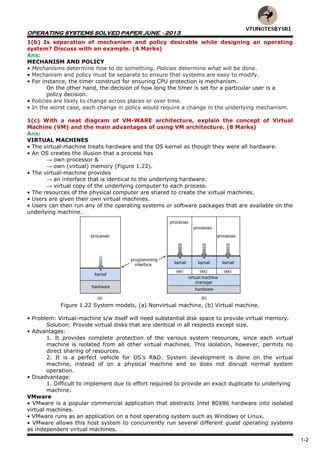 VTU 5TH SEM CSE OPERATING SYSTEMS SOLVED PAPERS | PDF
