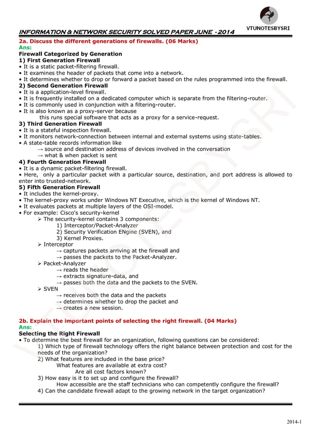 VTU 8TH SEM INFORMATION AND NETWORK SECURITY SOLVED PAPERS | PDF