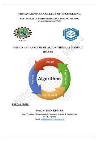 VTU Design and Analysis of Algorithms(DAA) Lab Manual by Nithin, VVCE, Mysuru.pdf