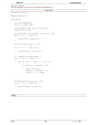 C Programming Lab manual 18CPL17 | PDF