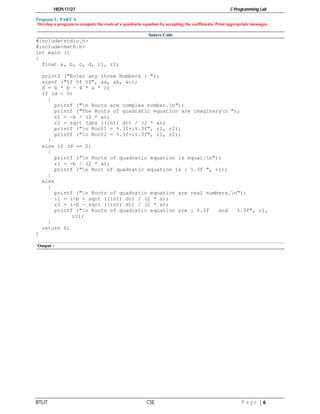 C Programming Lab manual 18CPL17 | PDF