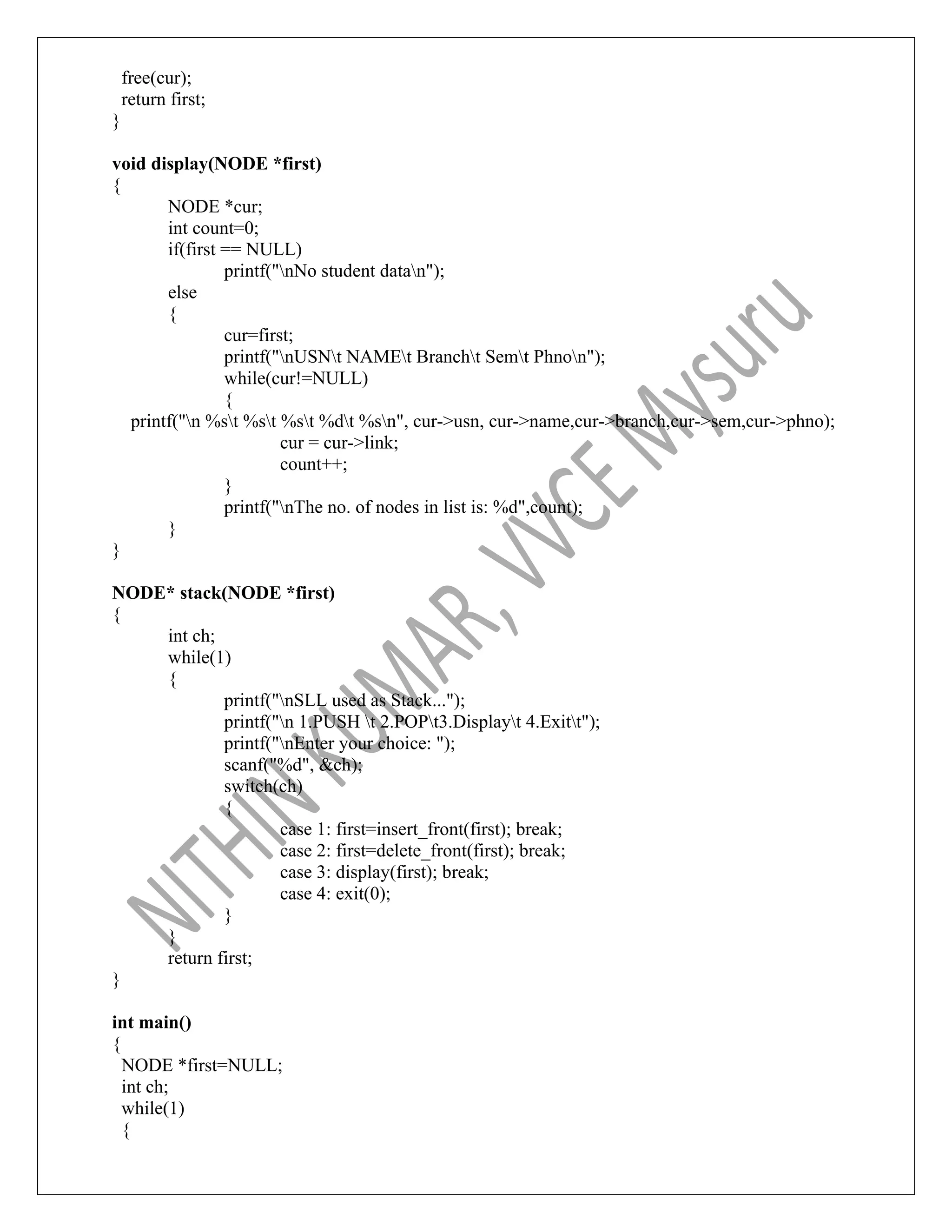 VTU Data Structures Lab Manual | PDF