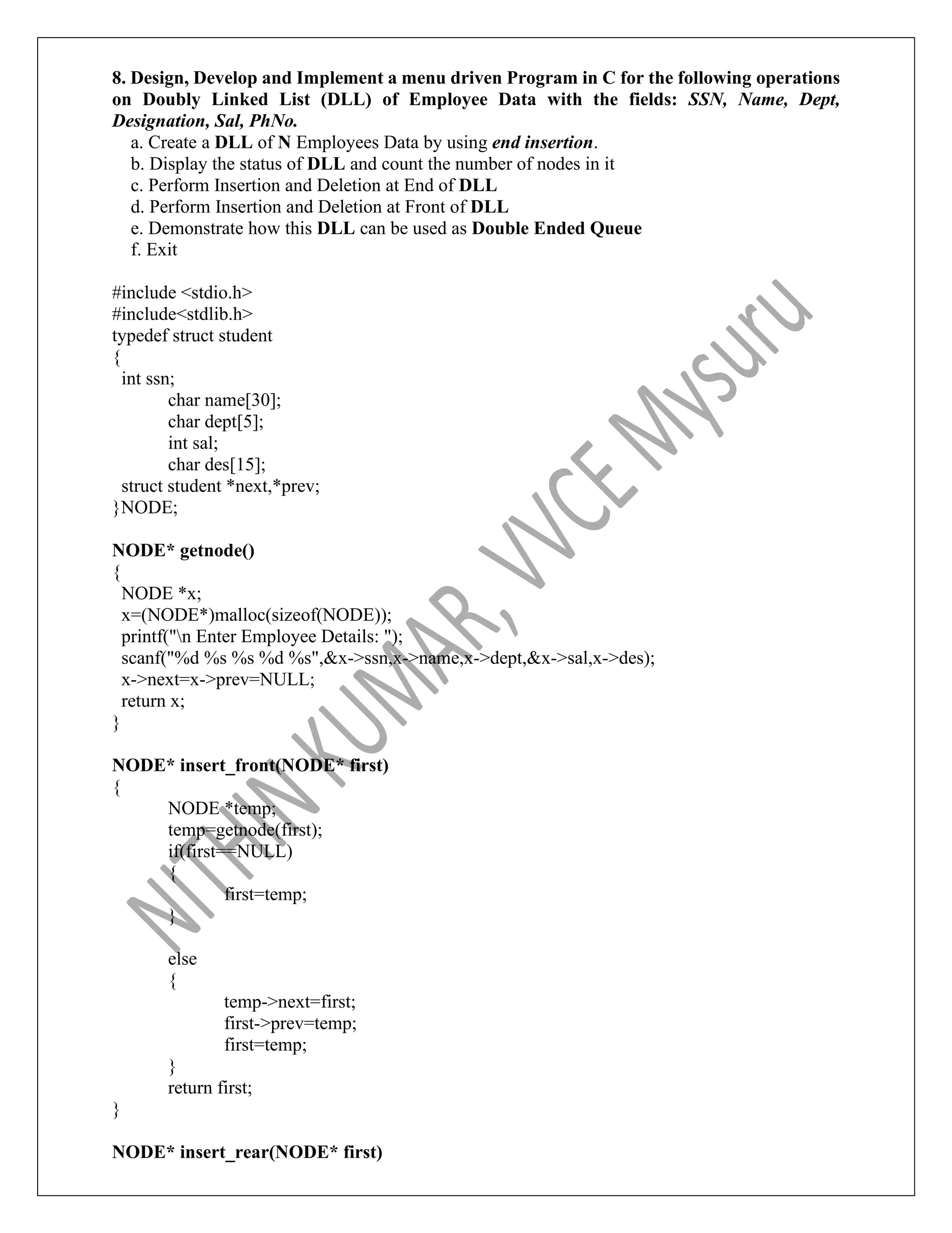 VTU Data Structures Lab Manual | PDF