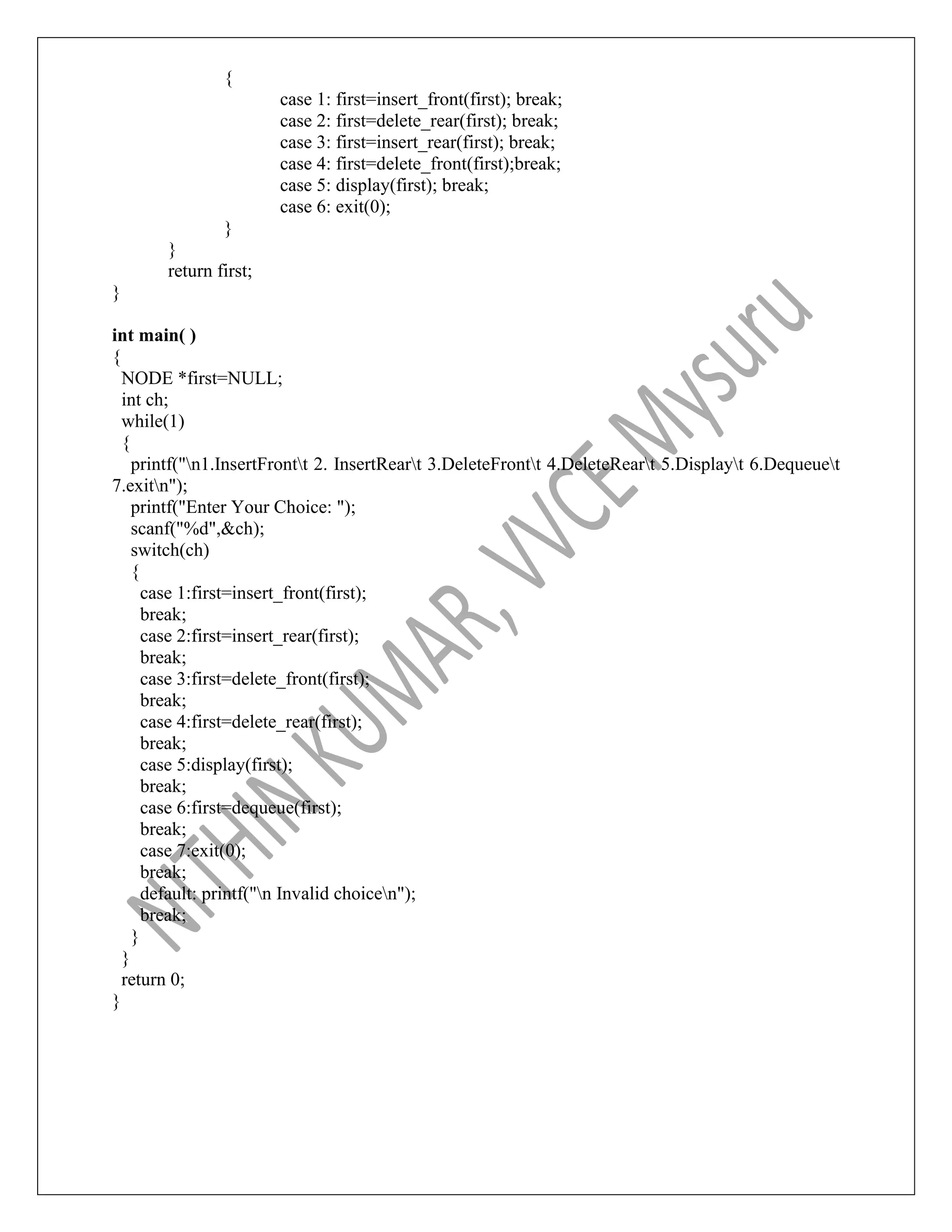 VTU Data Structures Lab Manual | PDF