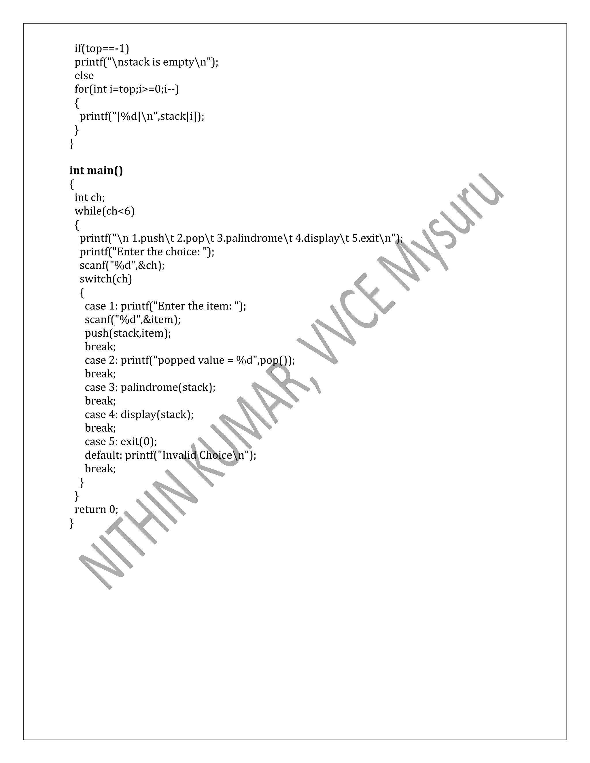 VTU Data Structures Lab Manual | PDF