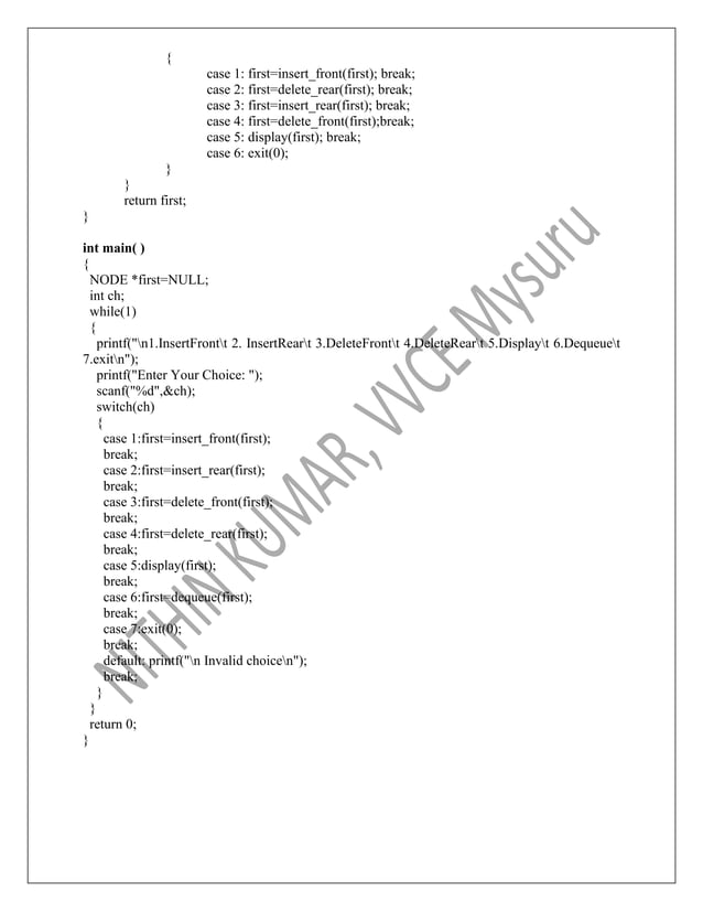VTU Data Structures Lab Manual | PDF