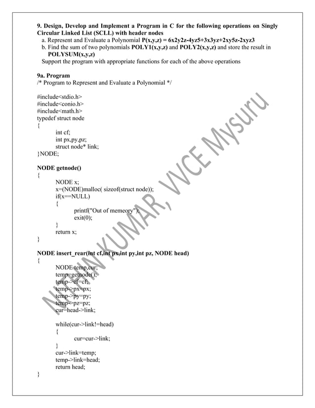 VTU Data Structures Lab Manual | PDF