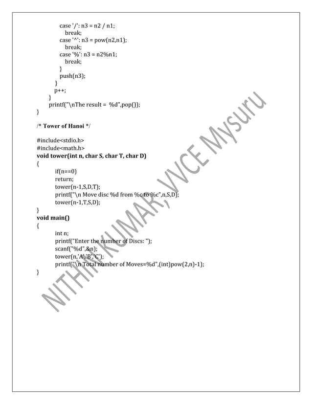 VTU Data Structures Lab Manual | PDF