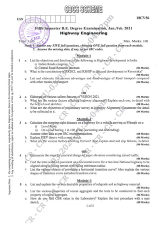 VTU exam Question Paper with Solution of 18CV56 HIGHWAY ENGINEERING Jan-2021-Divya Viswanath.pdf