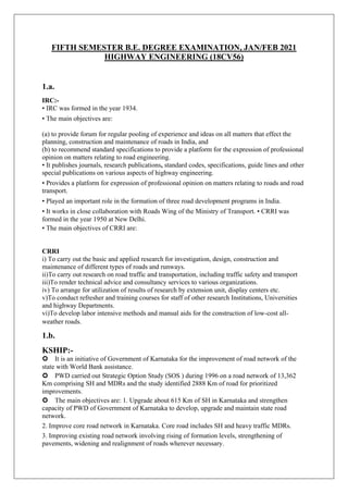 VTU exam Question Paper with Solution of 18CV56 HIGHWAY ENGINEERING Jan ...