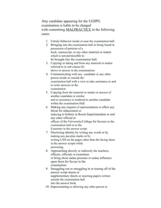 Vtu exam rules & regulations | RTF