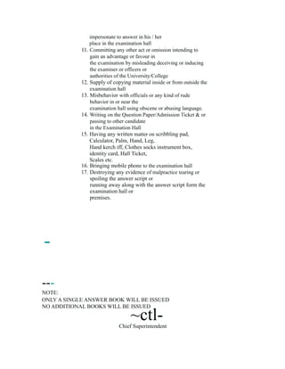 Vtu exam rules & regulations | RTF