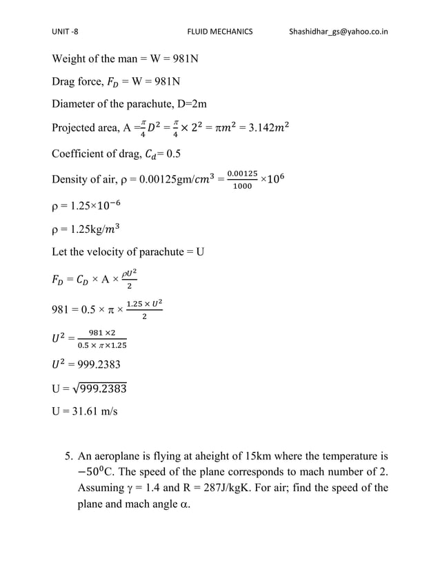 Vtu fluid mechanics unit-8 flow past immersed bodies problems | PDF