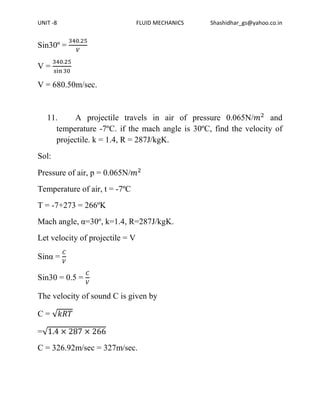 Vtu fluid mechanics unit-8 flow past immersed bodies problems | PDF