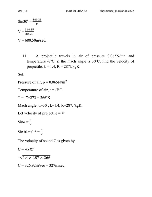 Vtu fluid mechanics unit-8 flow past immersed bodies problems | PDF