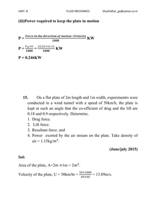 Vtu fluid mechanics unit-8 flow past immersed bodies problems | PDF
