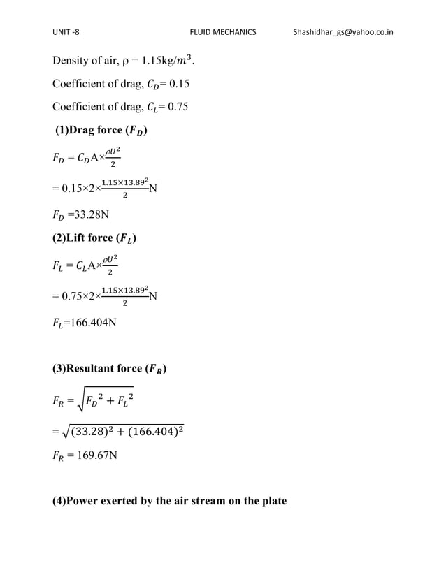 Vtu fluid mechanics unit-8 flow past immersed bodies problems | PDF