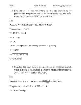 Vtu fluid mechanics unit-8 flow past immersed bodies problems | PDF