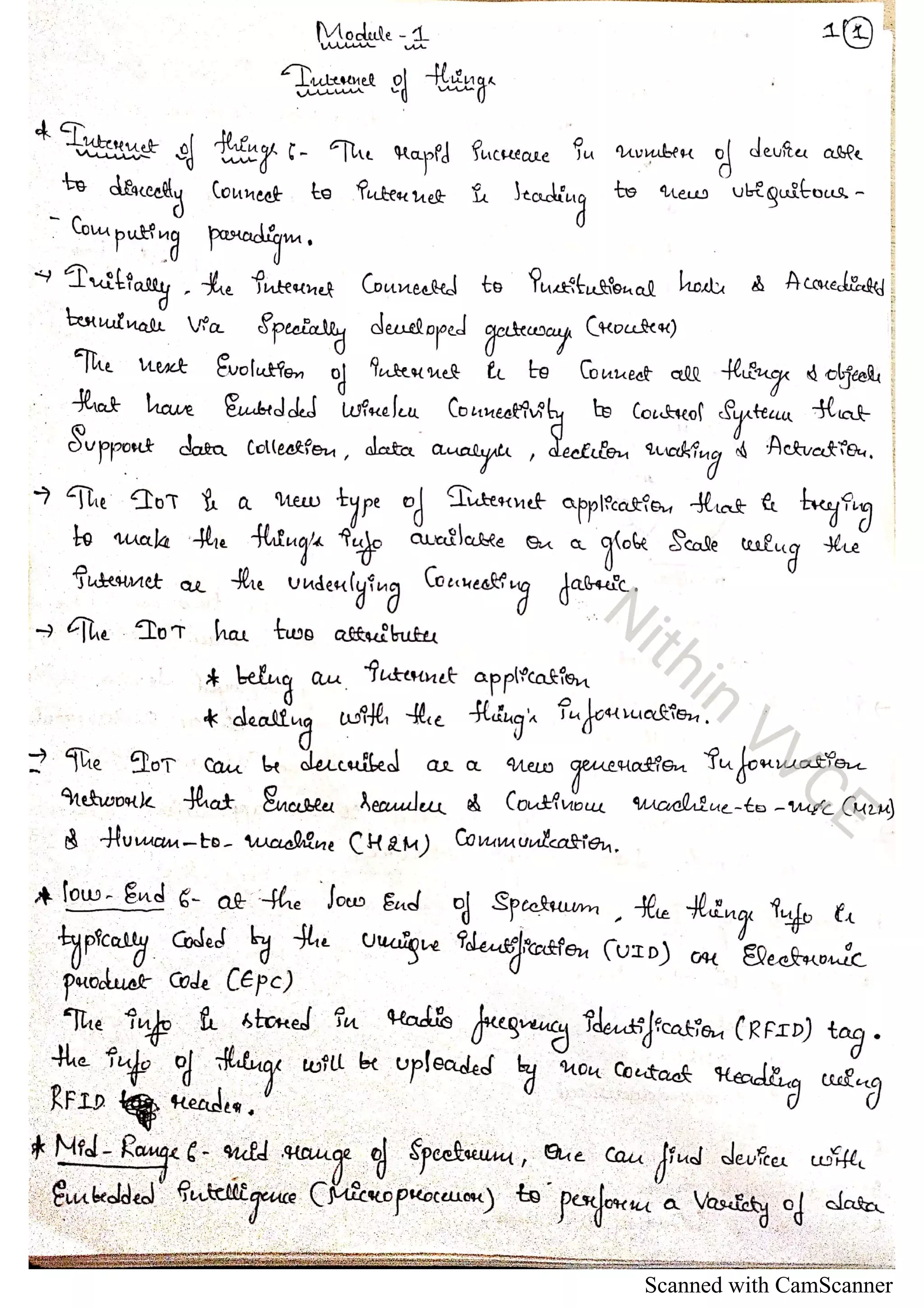 VTU internet of things(IOT) notes by Nithin,VVCE, Mysuru | PDF