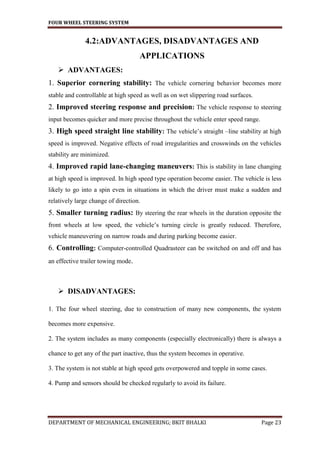 Vtu phase 1 report on four wheel steerinfg system2 | PDF