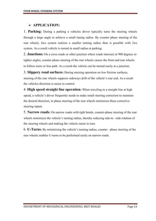 Vtu phase 1 report on four wheel steerinfg system2 | PDF