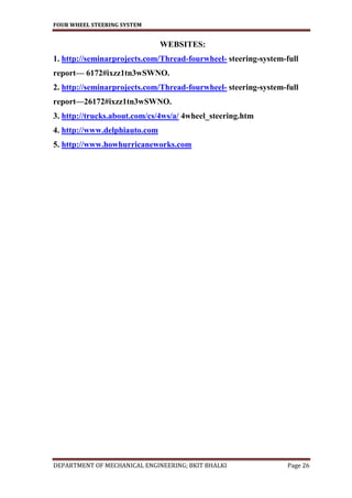 Vtu phase 1 report on four wheel steerinfg system2 | PDF