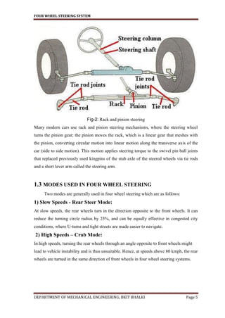 Vtu phase 1 report on four wheel steerinfg system2 | PDF