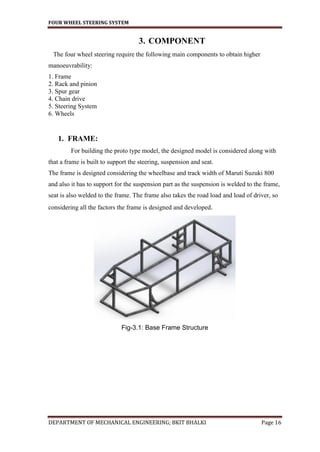 Vtu phase 1 report on four wheel steerinfg system | PDF