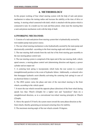 Vtu phase 1 report on four wheel steerinfg system | PDF