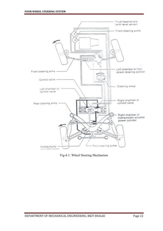 Vtu phase 1 report on four wheel steerinfg system | PDF