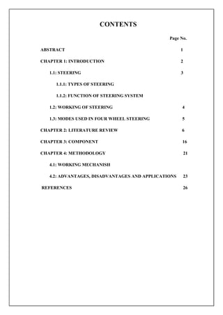 Vtu phase 1 report on four wheel steerinfg system | PDF