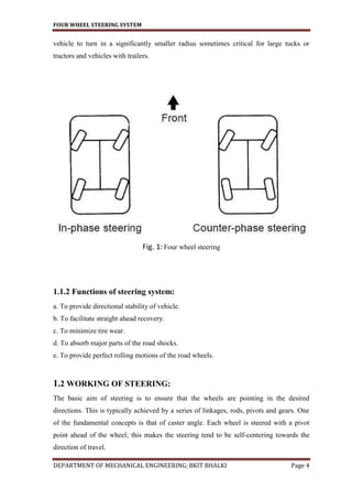 Vtu phase 1 report on four wheel steerinfg system | PDF