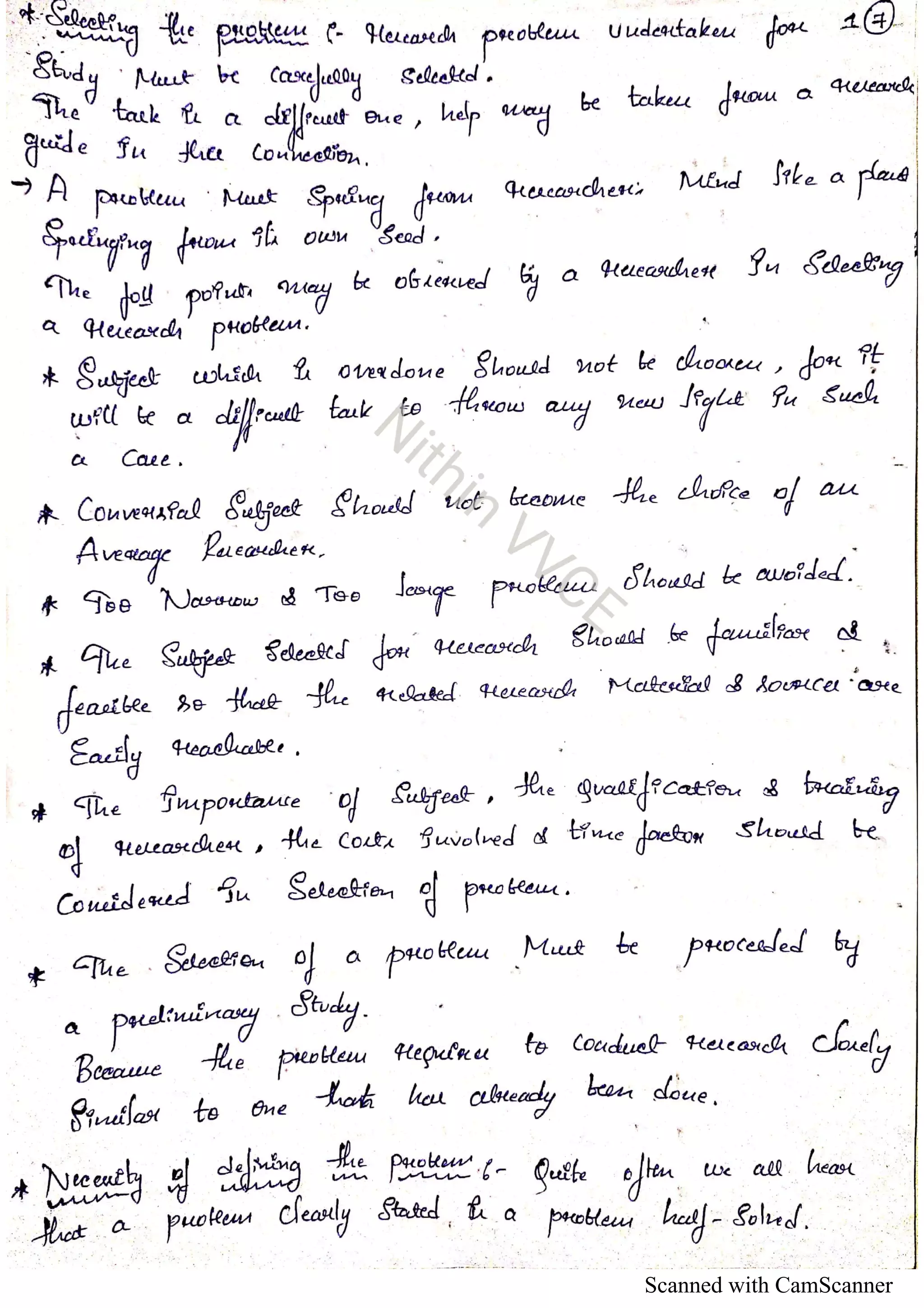 Vtu research methodology handwritten notes(16phdrm) for PG and PhD by ...