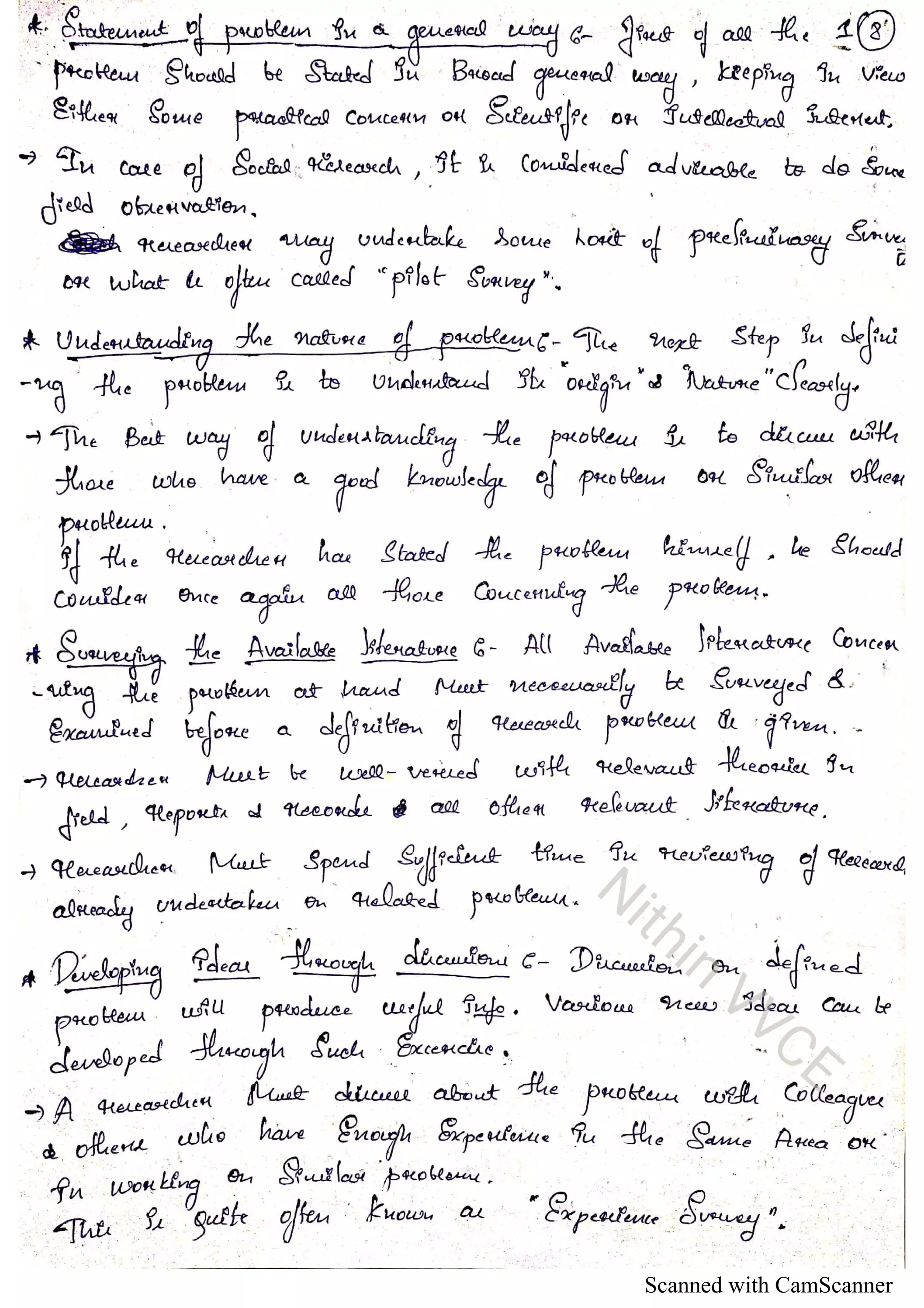 Vtu research methodology handwritten notes(16phdrm) for PG and PhD by ...
