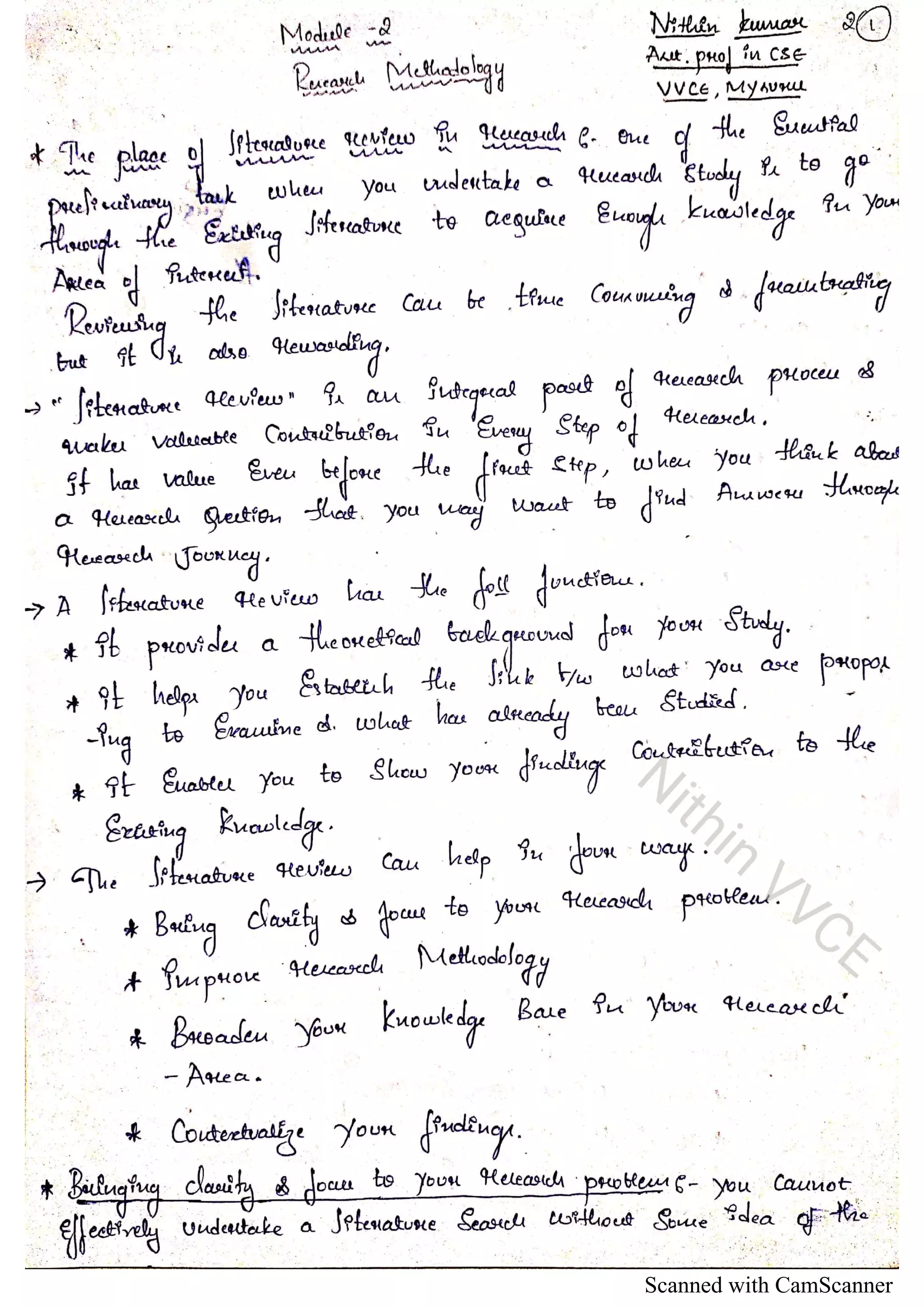 Vtu research methodology handwritten notes(16phdrm) for PG and PhD by ...