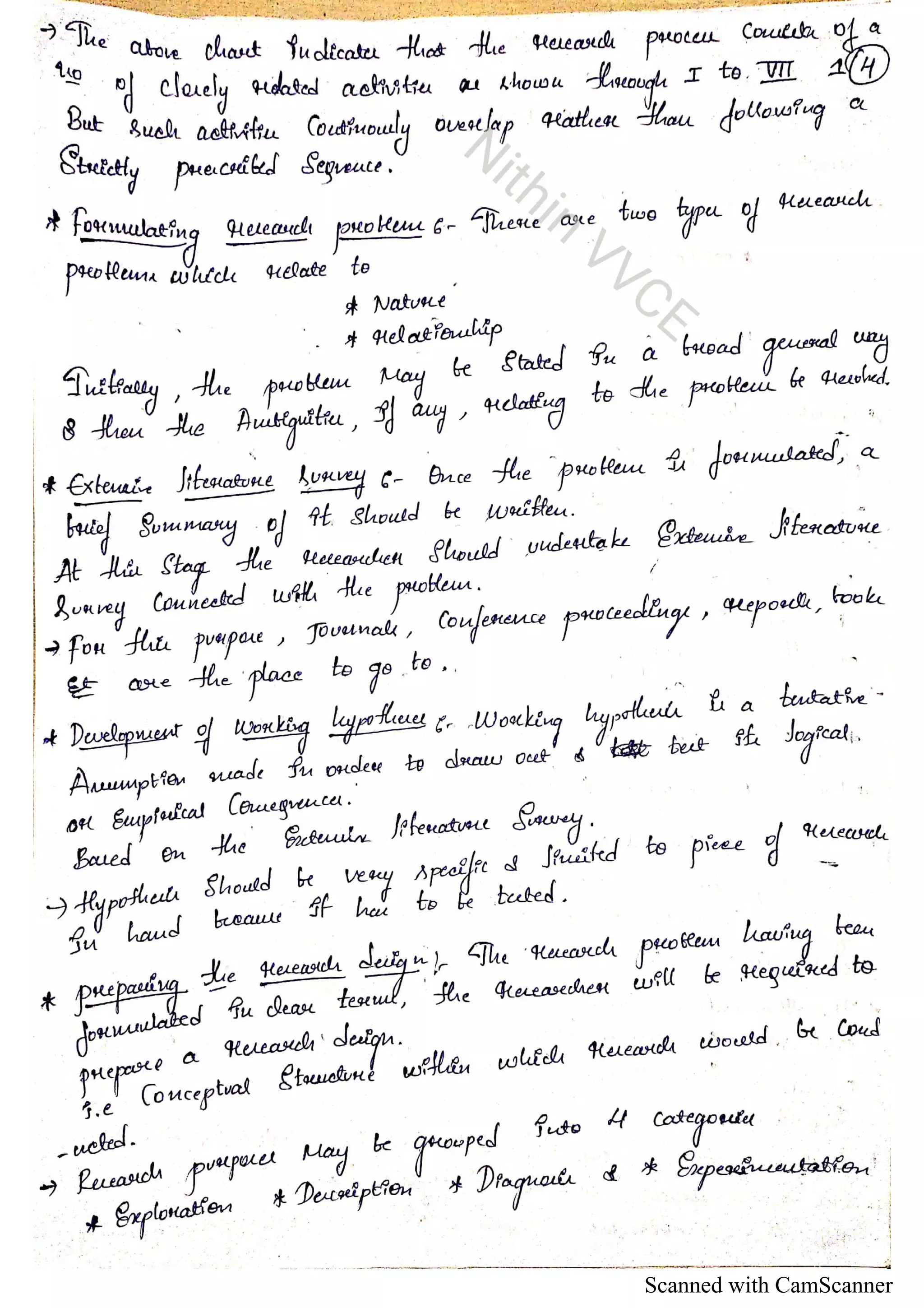 Vtu research methodology handwritten notes(16phdrm) for PG and PhD by ...