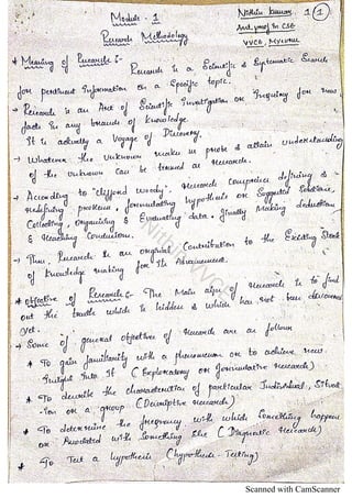 Vtu research methodology handwritten notes(16phdrm) for PG and PhD by ...